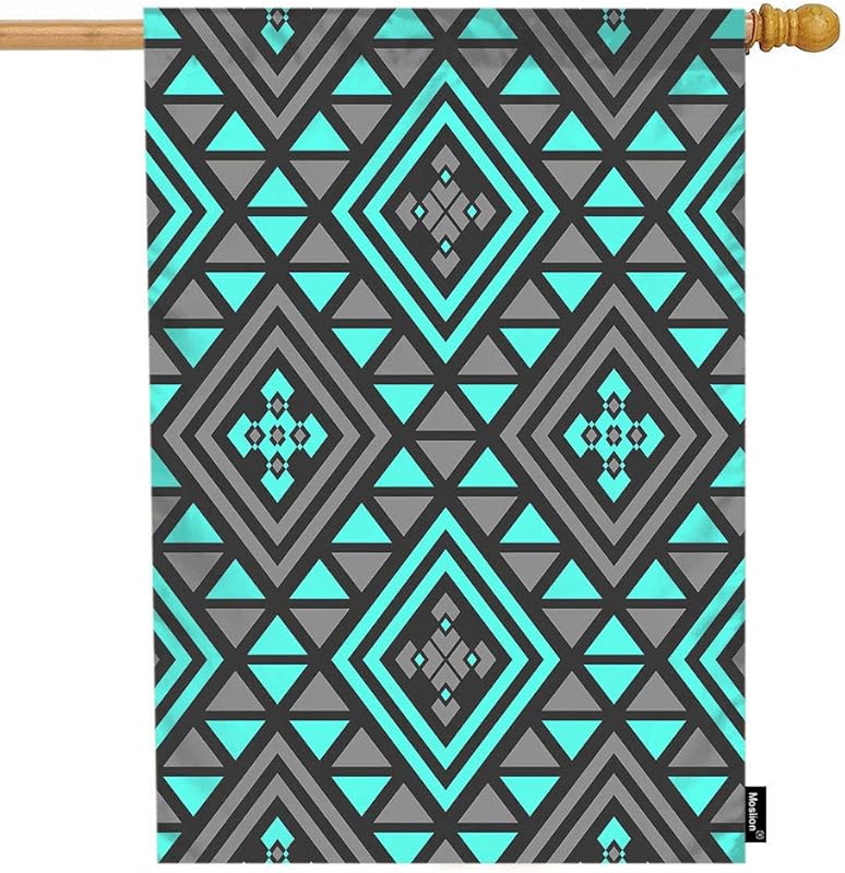 Geometric House Flag Green Grey Geometric Tribal Aztec Diamond ...