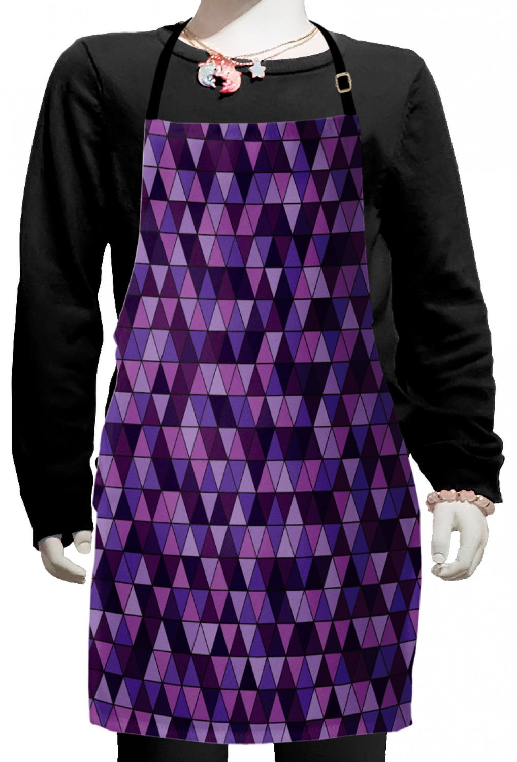 Geometric Kids Apron, Triangle Grid Pattern Mosaic Tile in Lavender ...