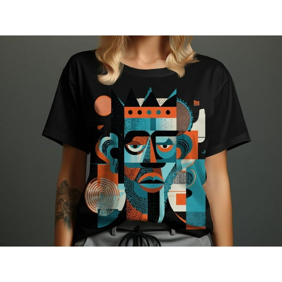 Geometric King Graphic Tee with Artistic Abstract Modern Art Design ...