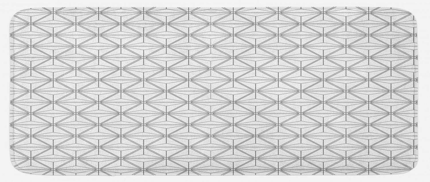 Geometric Kitchen Mat, Lines Stripes Crossing in Hexagonal Design with ...