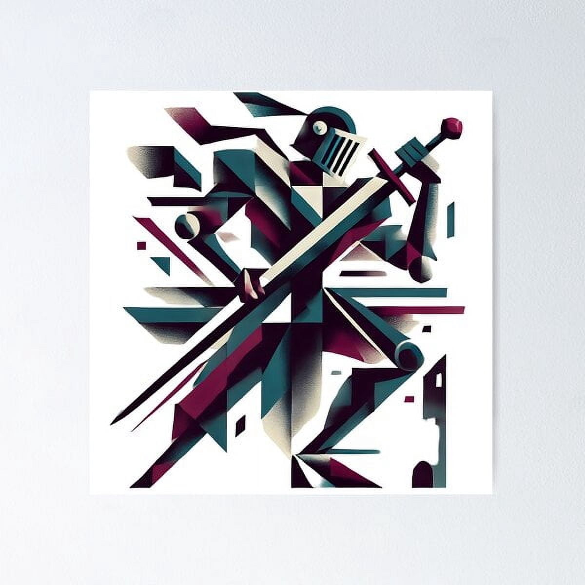 Geometric Knight – Abstract Warrior Art Poster Wall Art, Modern Wall ...