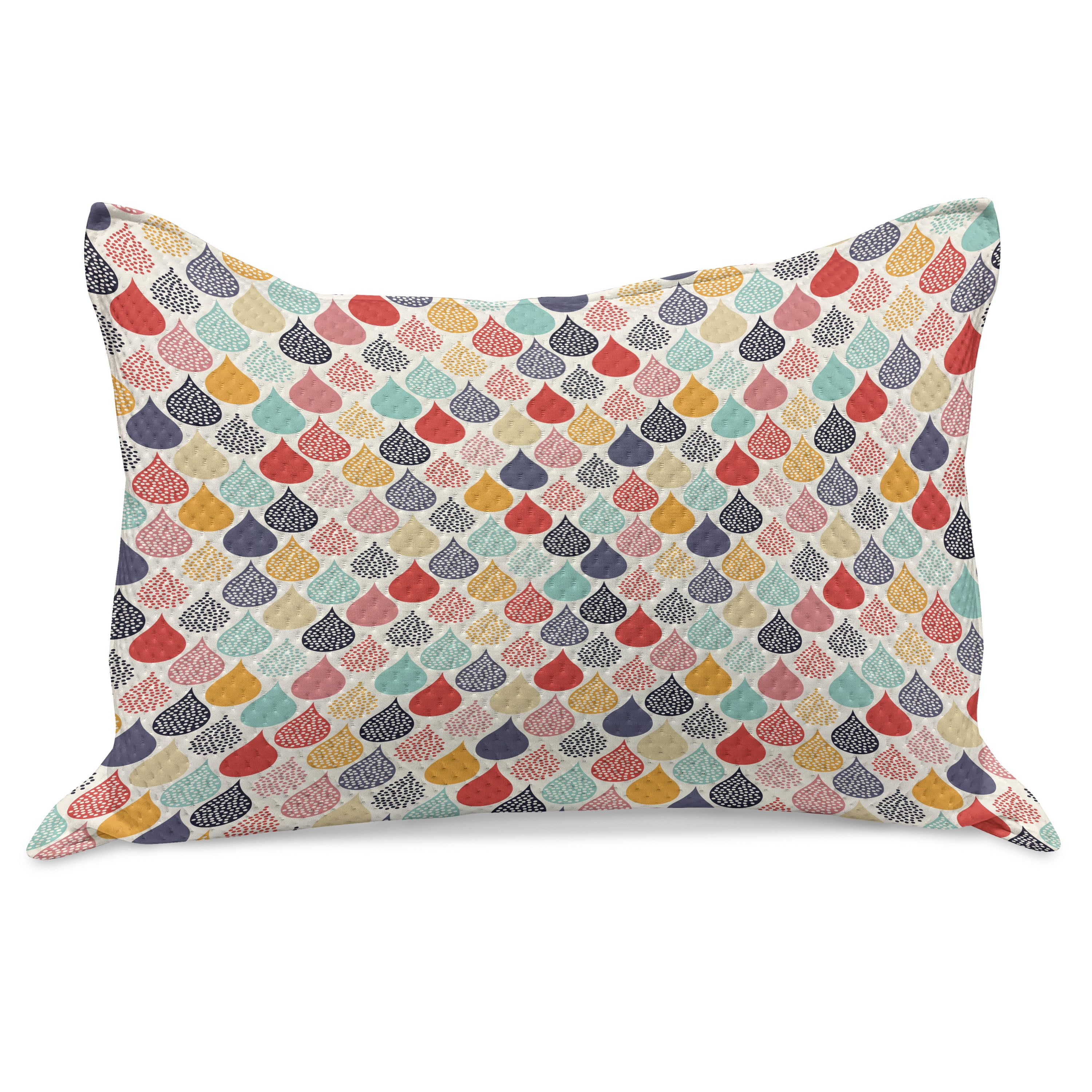 Geometric Knitted Quilt Pillowcover, Raindrops Doodle Style Creative ...