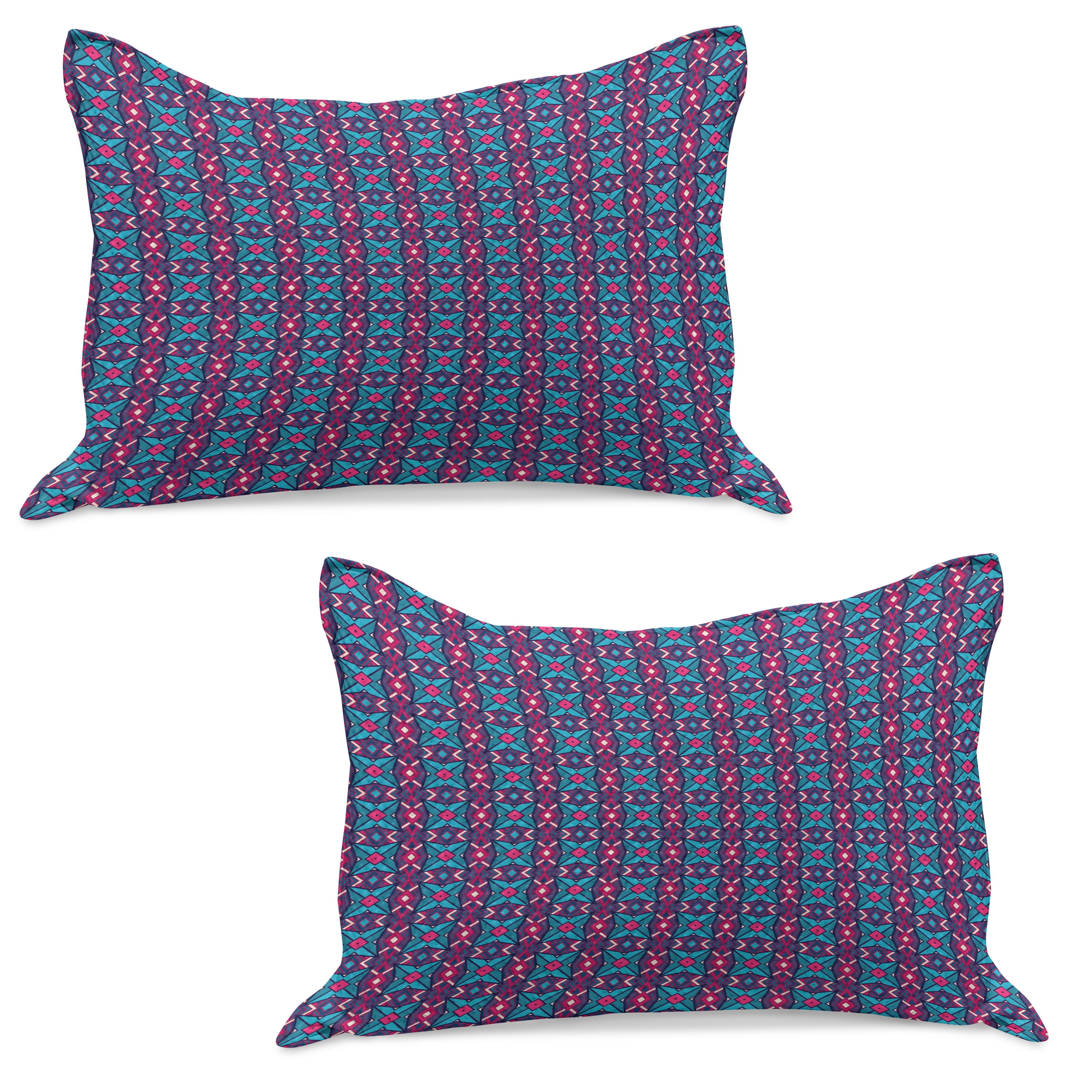 Geometric Knitted Quilt Pillowcover Set of 2, Abstract Colorful ...
