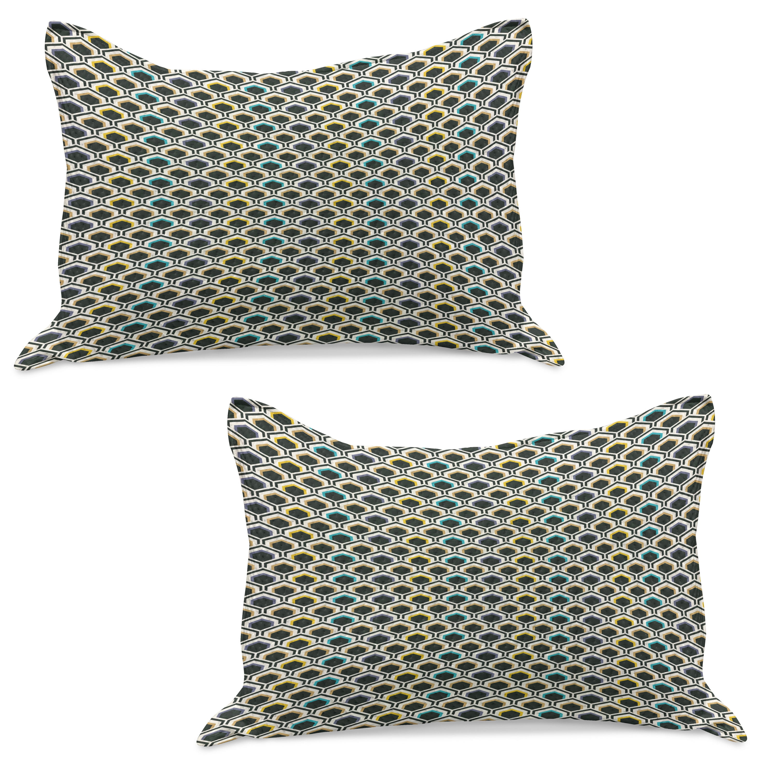 Geometric Knitted Quilt Pillowcover Set of 2, Overlapping Hexagonal ...