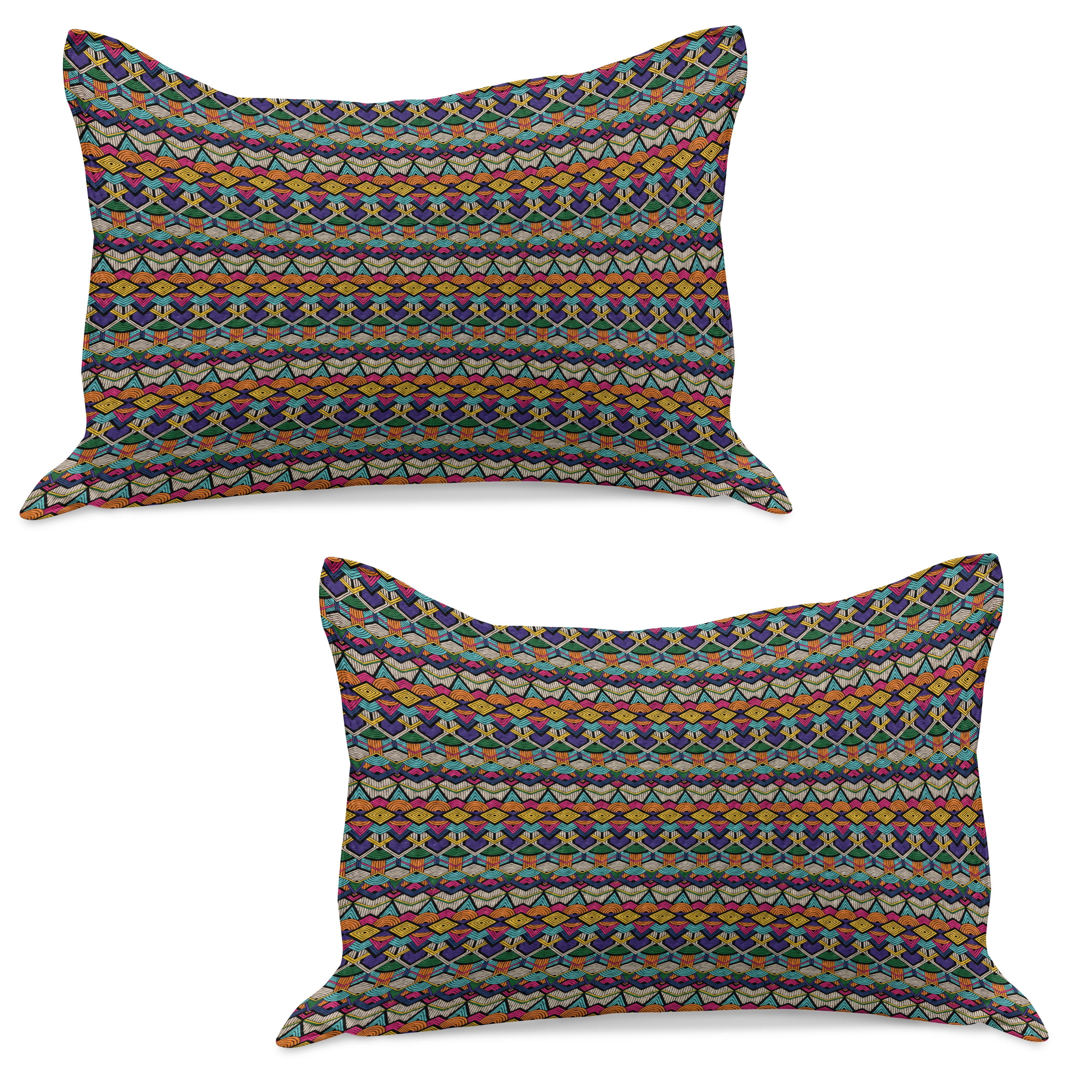 Geometric Knitted Quilt Pillowcover Set of 2, Retro Eighties Design ...