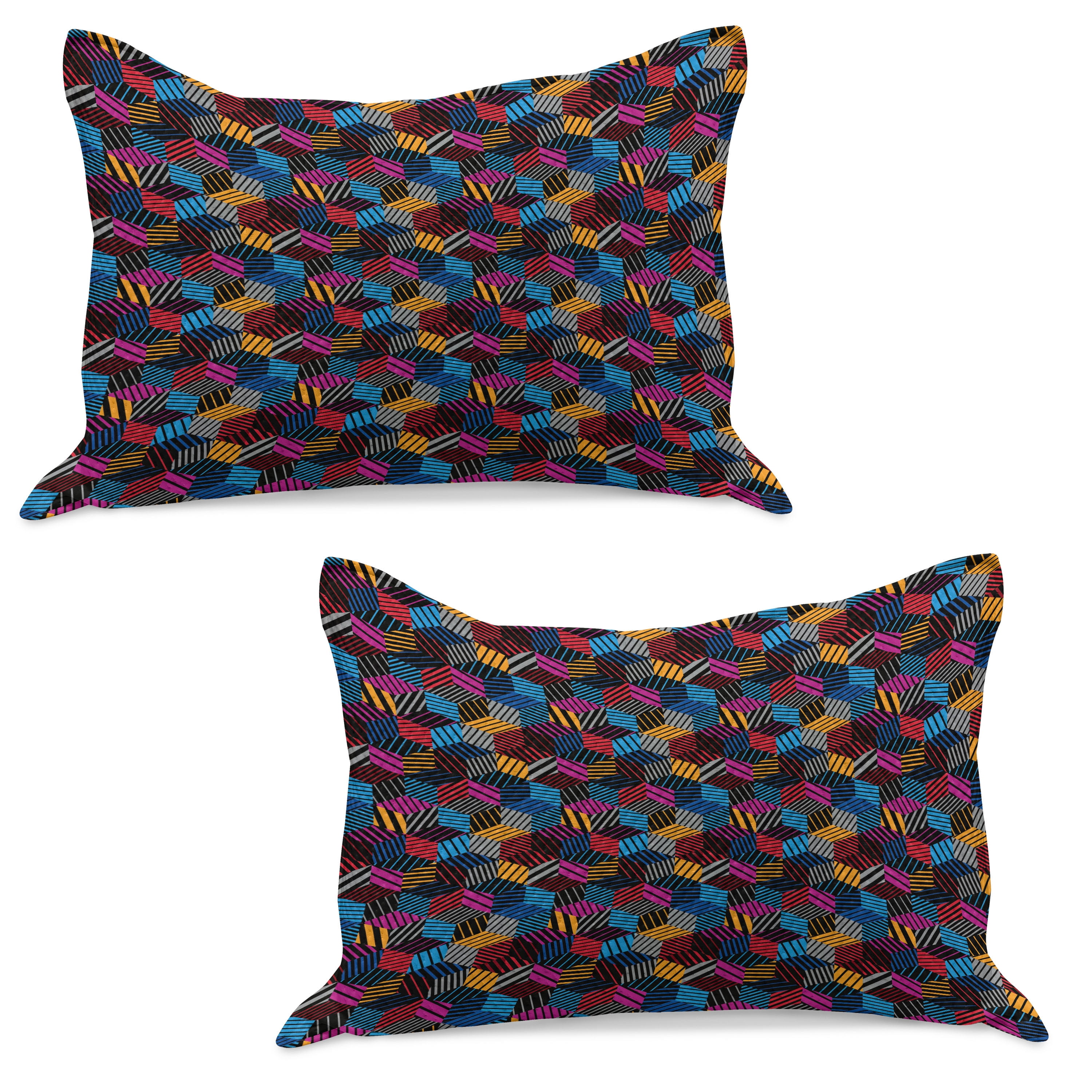 Geometric Knitted Quilt Pillowcover Set of 2, Stripped 3 Dimensional ...