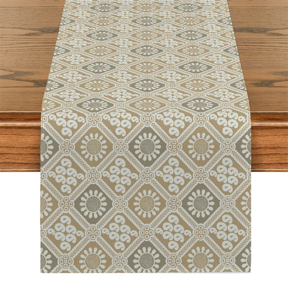 Geometric Lattice Flower Table Flag Geometric Pattern Table Runner Home ...