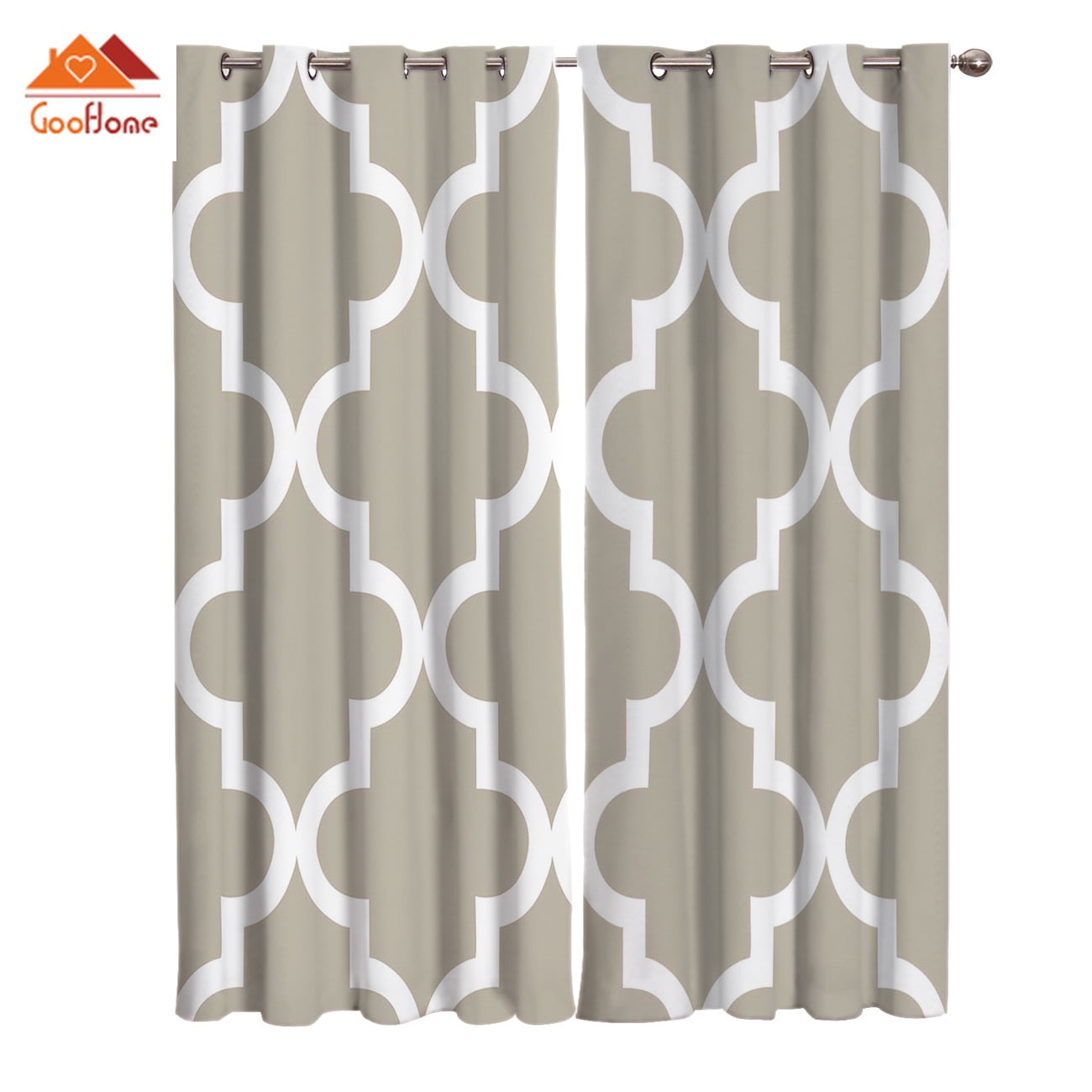 Geometric Lattice Prismatic Moroccan Style Gray Window Curtains Living ...