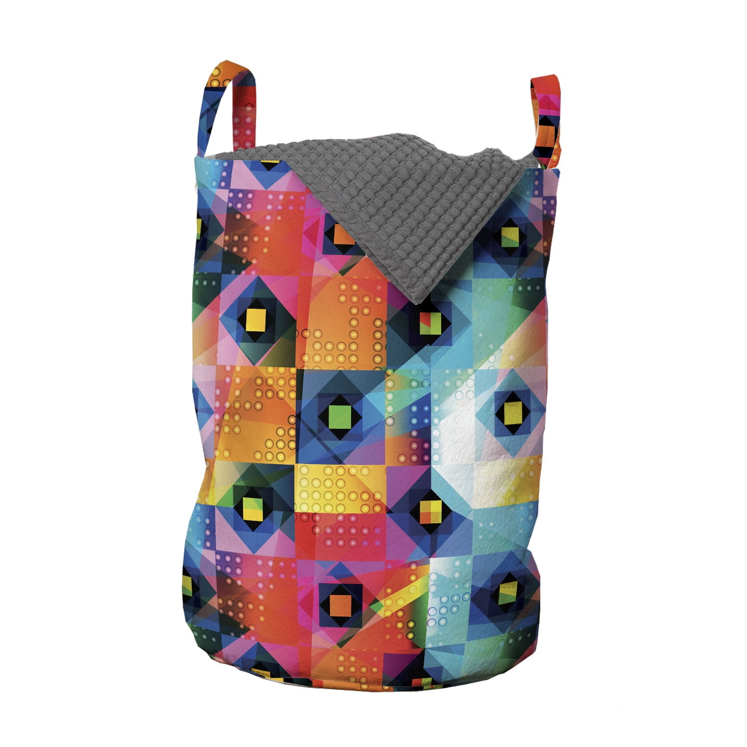 Geometric Laundry Bag, Abstract Blended Vivid Color Square and Diamond ...