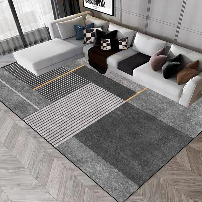 Geometric Line Carpet Living Room Sofa Coffee Table Non-slip Fluffy Mat ...