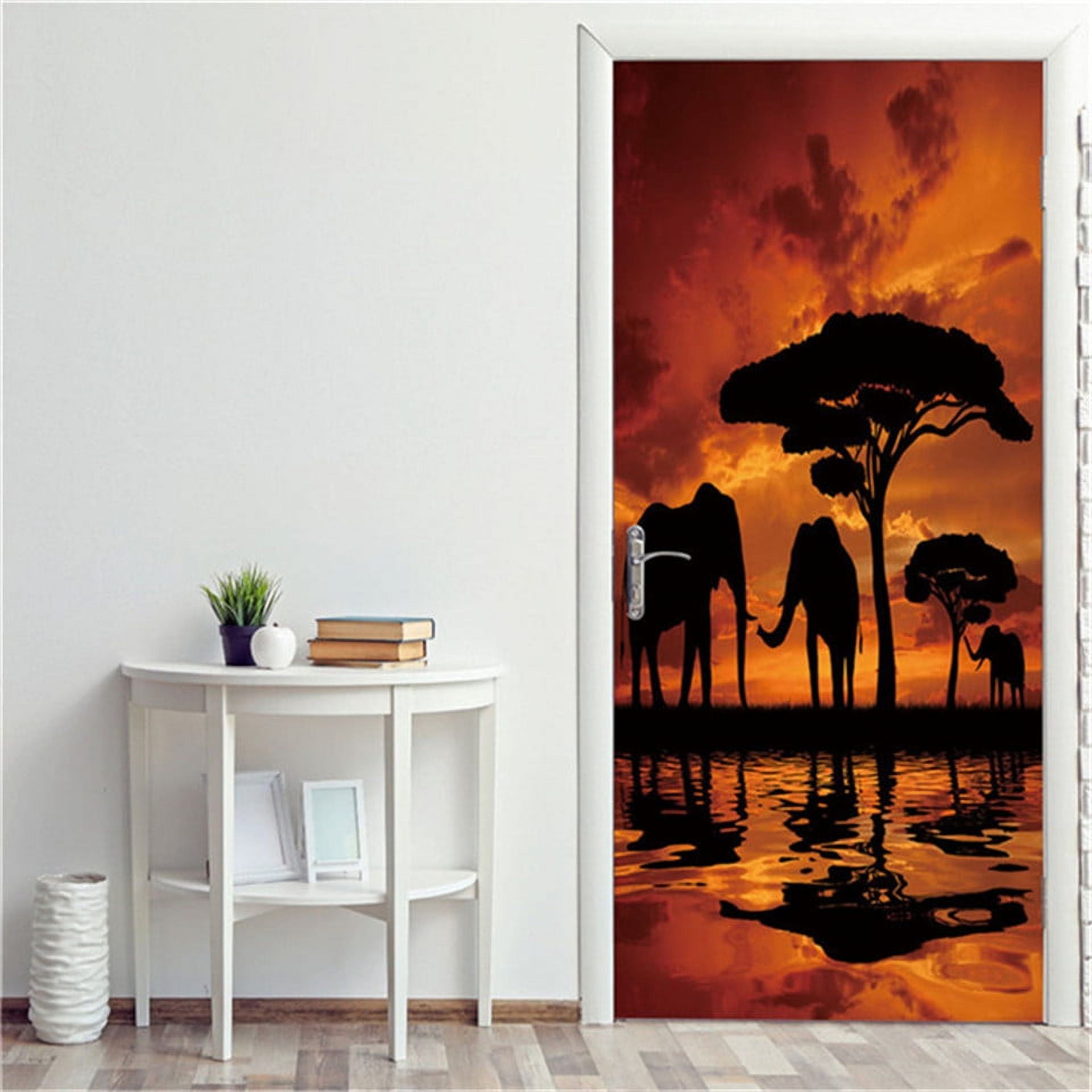 Geometric Line Door Sticker PVC DIY Self-adhesive Waterproof Wallpaper ...