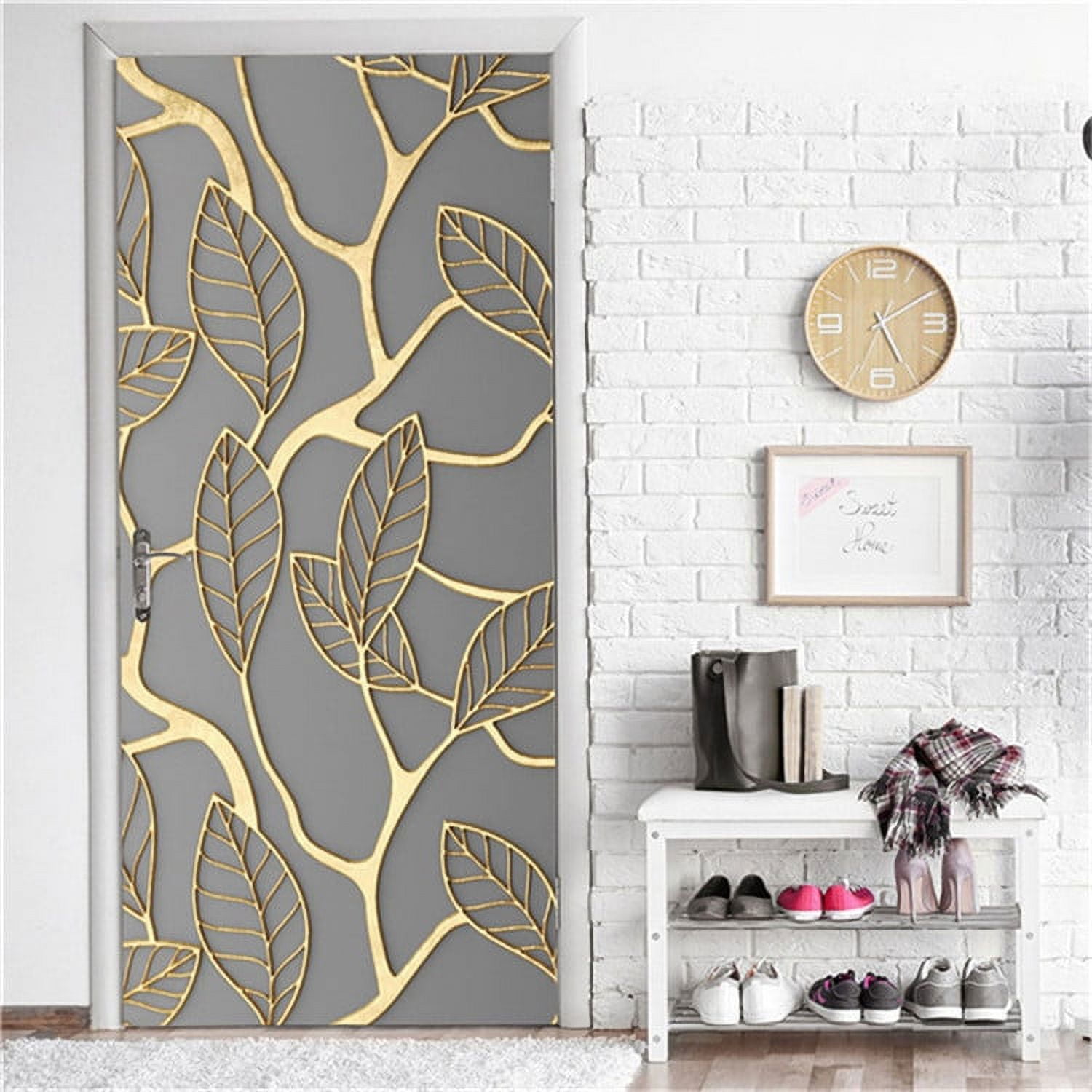 Geometric Line Library Door Stickers Home Decor Waterproof Wallpaper ...