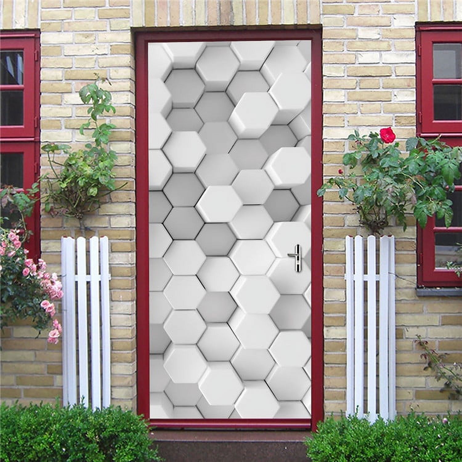 Geometric Line Library Door Stickers Home Decor Waterproof Wallpaper ...