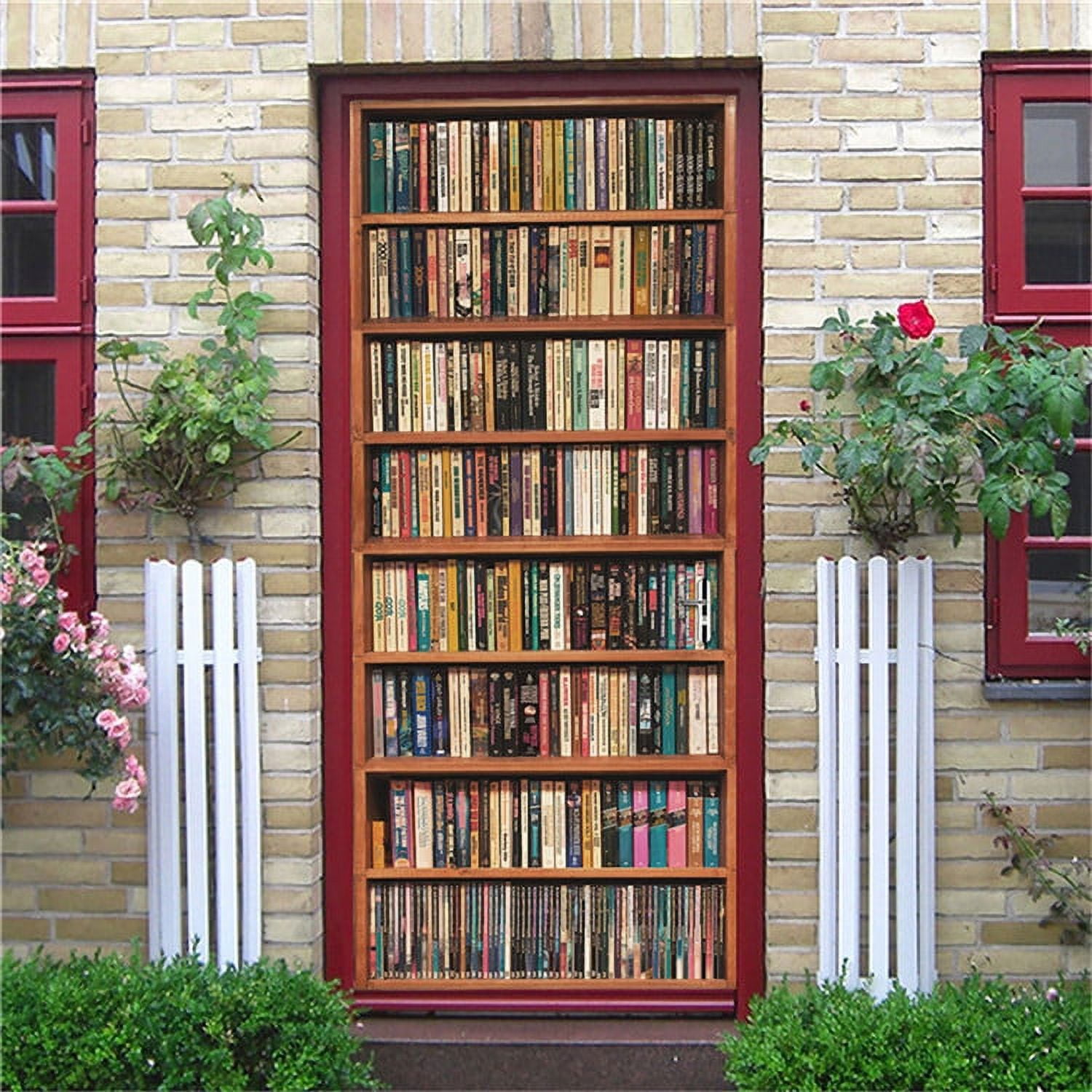 Geometric Line Library Door Stickers Home Decor Waterproof Wallpaper ...