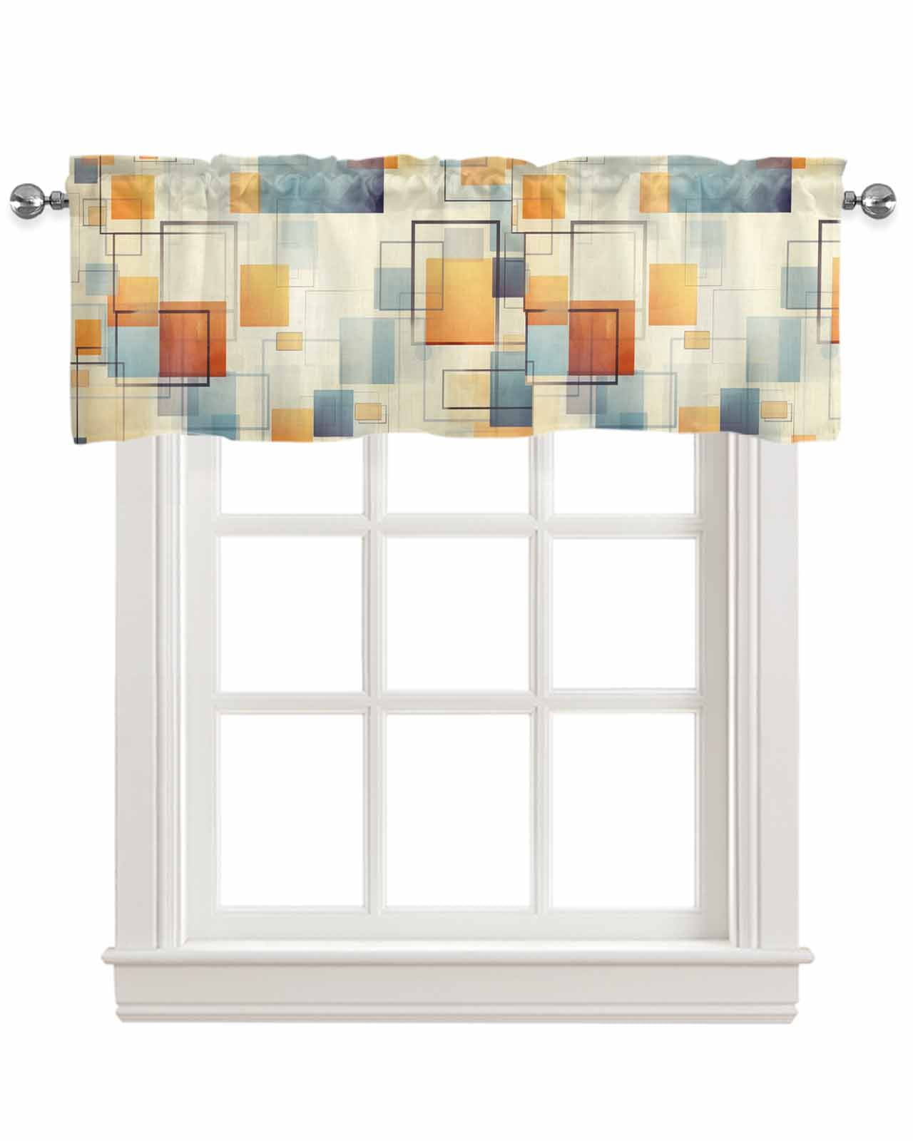 Geometric Linen Curtain Valance for Bedroom/Bathroom/Kitchen/Office ...