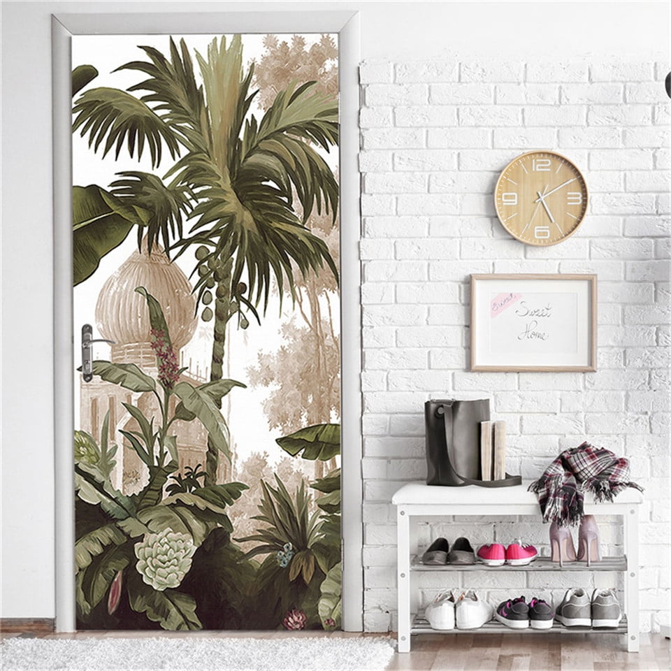 Geometric Lines Door Sticker Adhesive Peel and Stick Wallpaper Wood ...