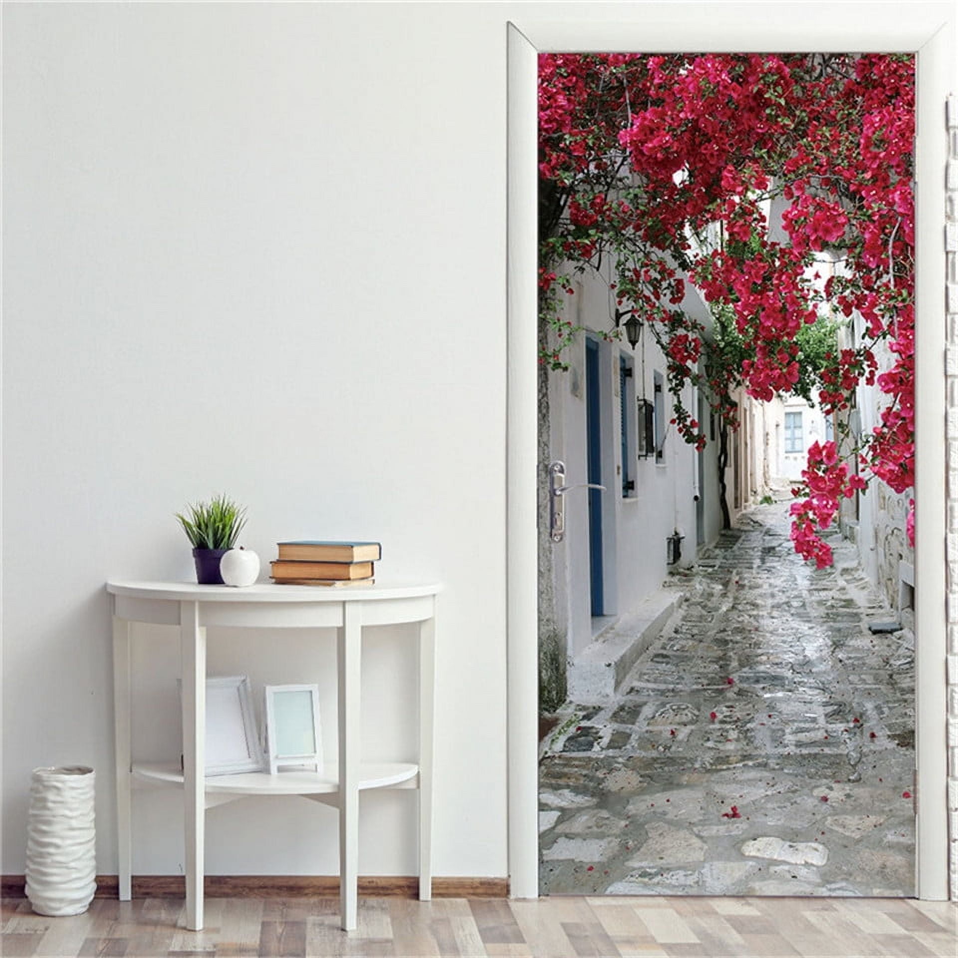 Geometric Lines Door Sticker Adhesive Peel and Stick Wallpaper Wood ...