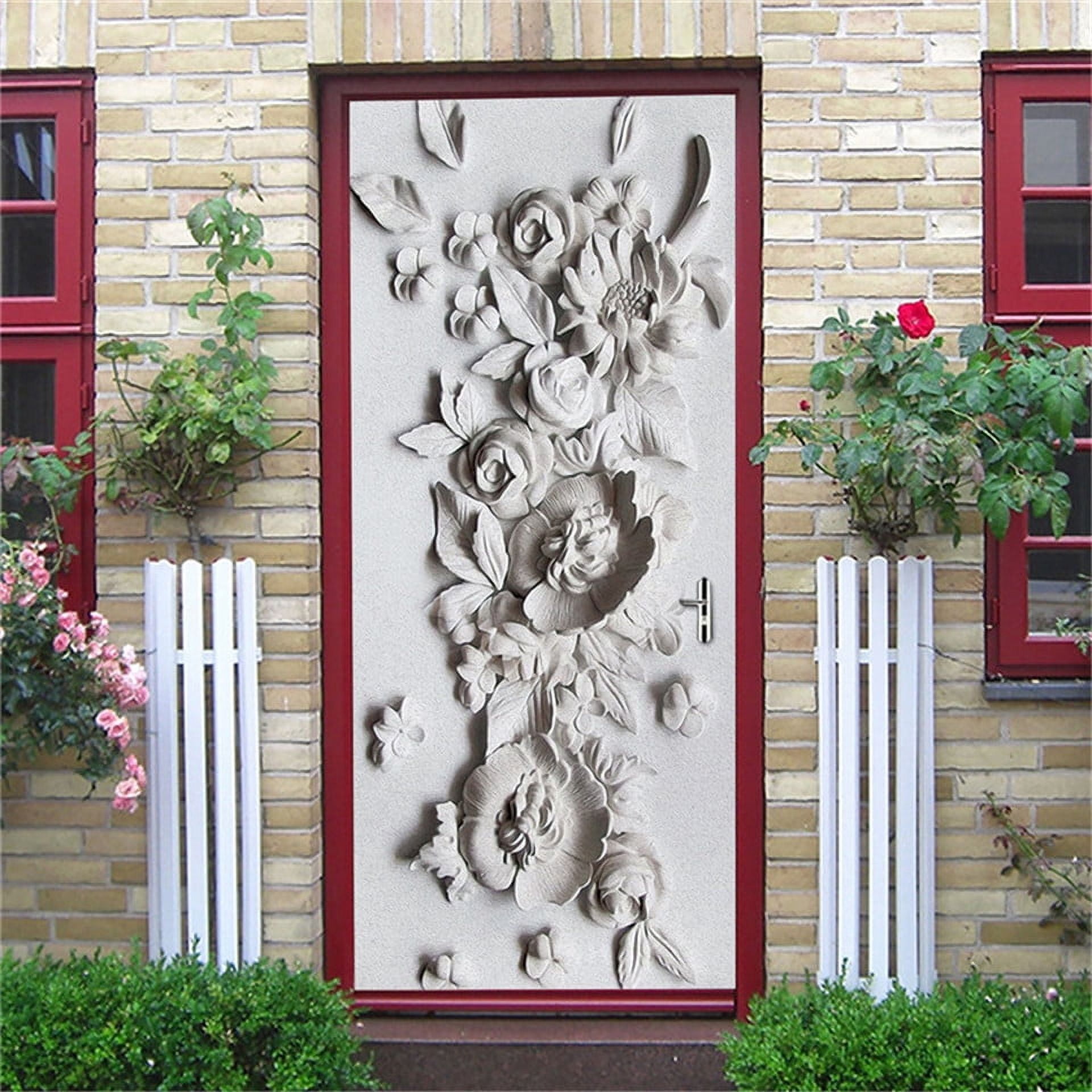 Geometric Lines Door Sticker Adhesive Peel and Stick Wallpaper Wood ...