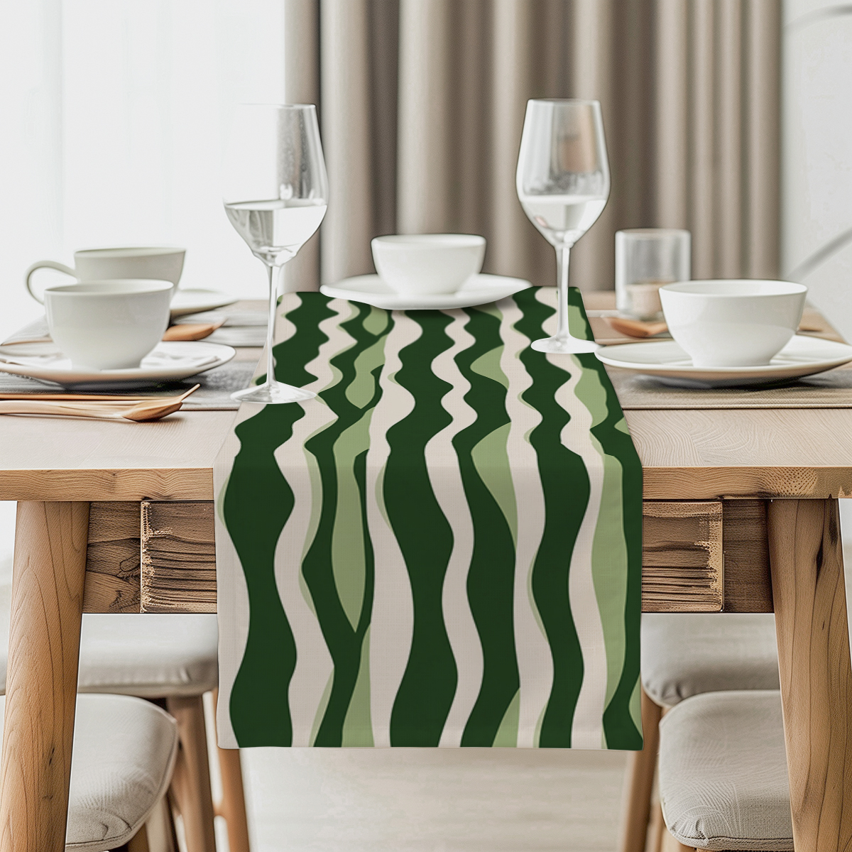 Geometric Lines Graffiti Table Runner Kitchen Dining Table ration for ...