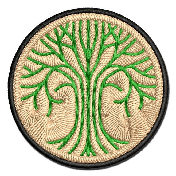 Geometric Lines Tree of Life Applique Multi-Color Embroidered Iron-On ...