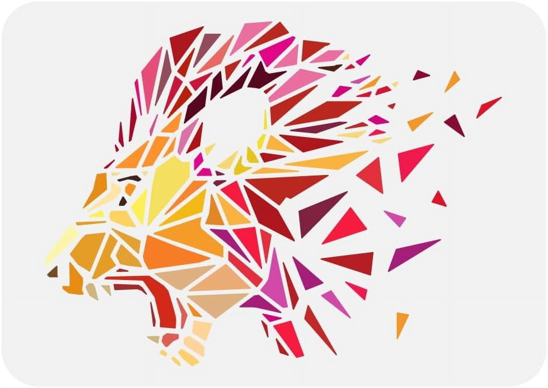 Geometric Lion Painting Stencil 8.3x11.7inch Plastic PET Roaring Lion ...
