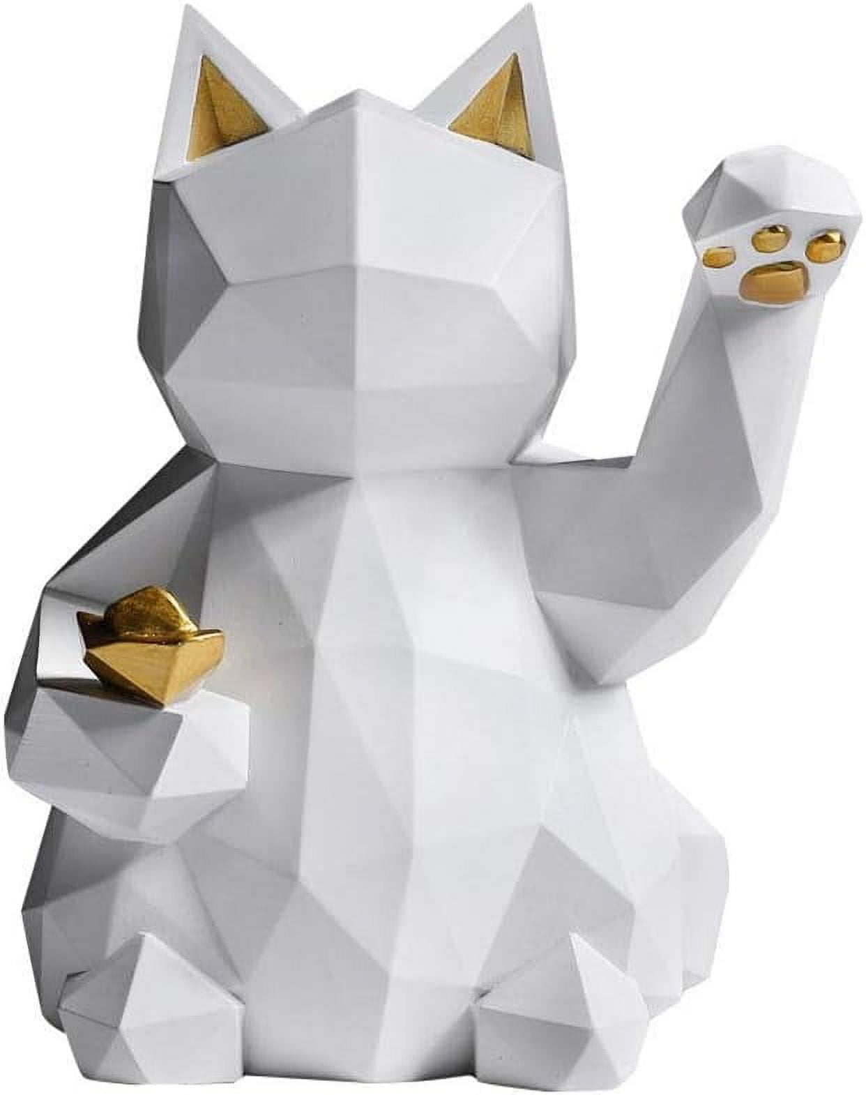 Geometric Lucky Cat Statue Collectible Figurine Feng Shui Successful ...