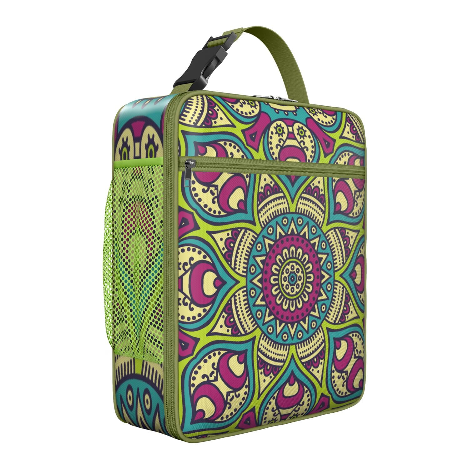 Geometric Mandala Lunch Bag, Reusable Insulated Cooler Tote with Mystic ...