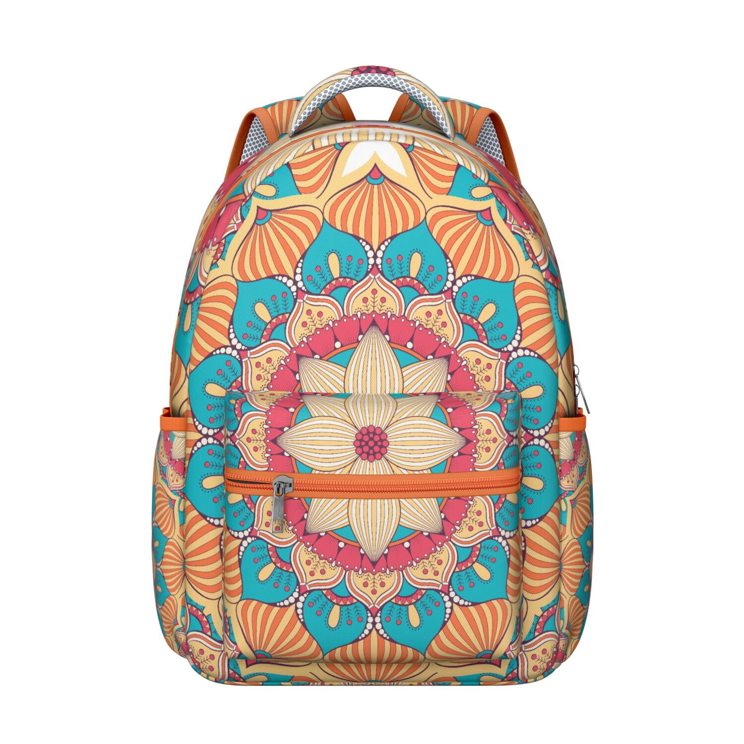 Geometric Mandala Print School Backpack for Students Durable Backpack ...