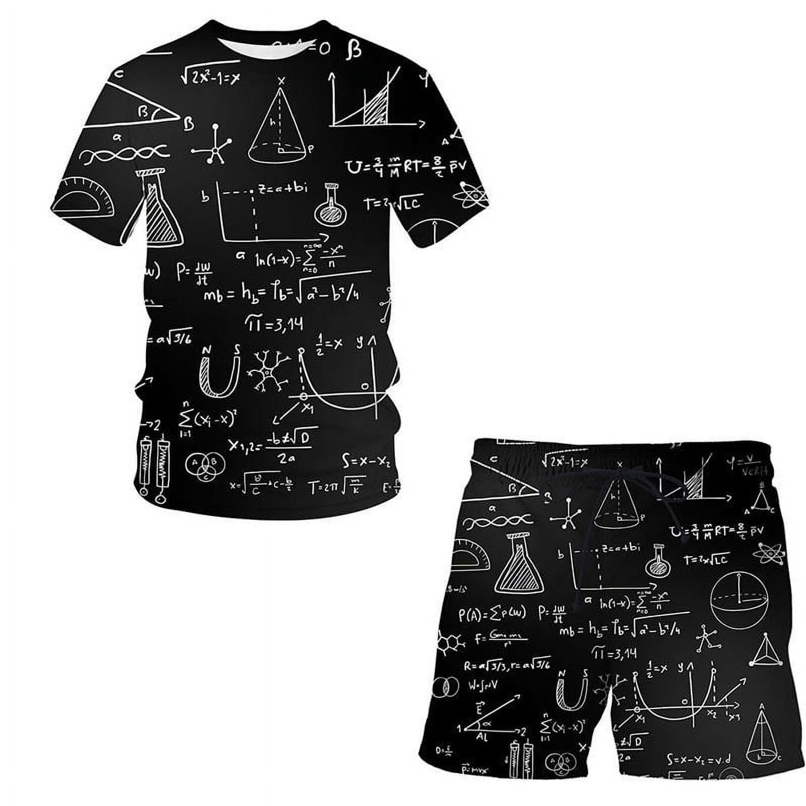Geometric Mathematical Formulas 3D Digital Printing T-shirt, Men's ...