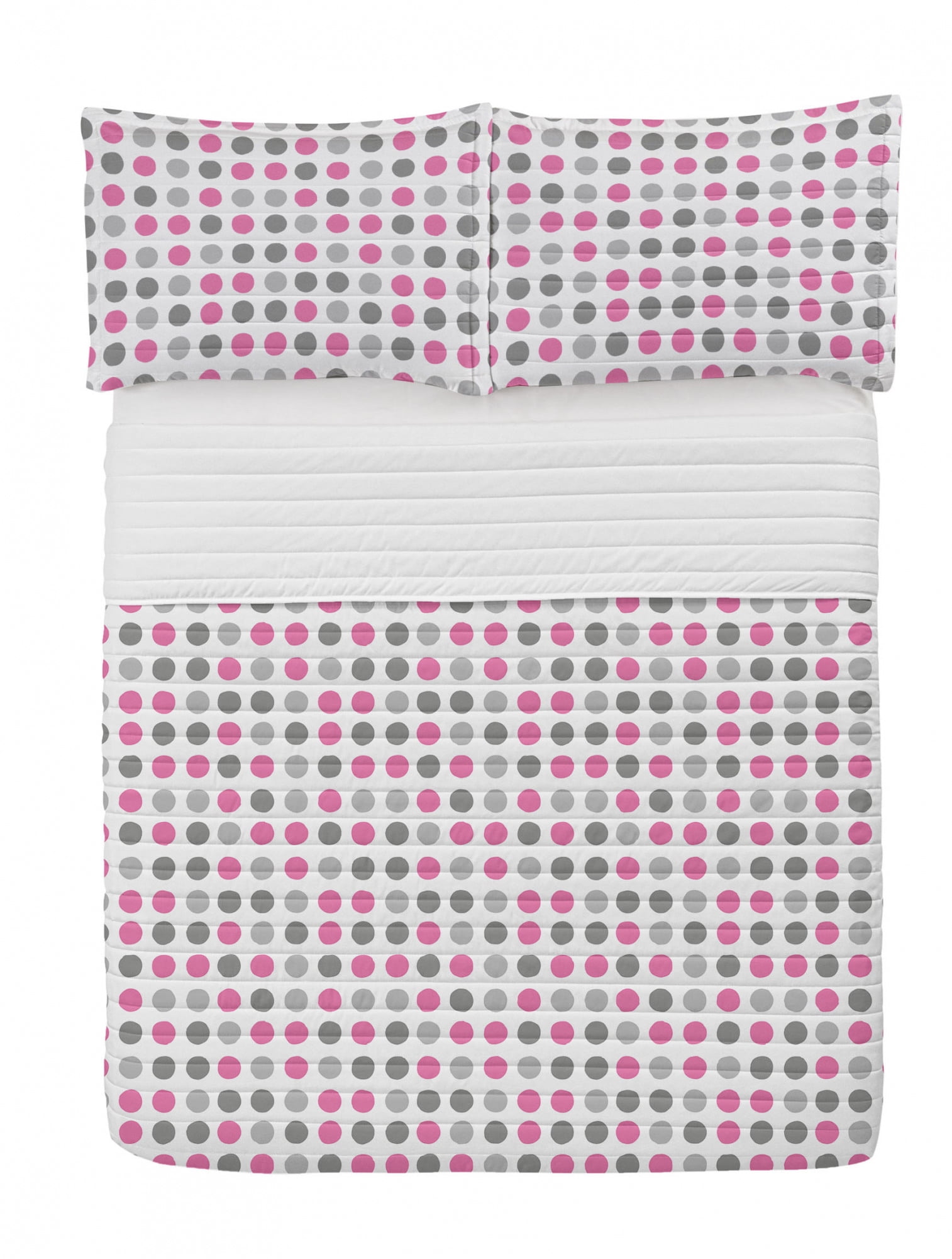 Geometric Microfiber Bedspread Set, Traditional Retro Polka Dots Design ...
