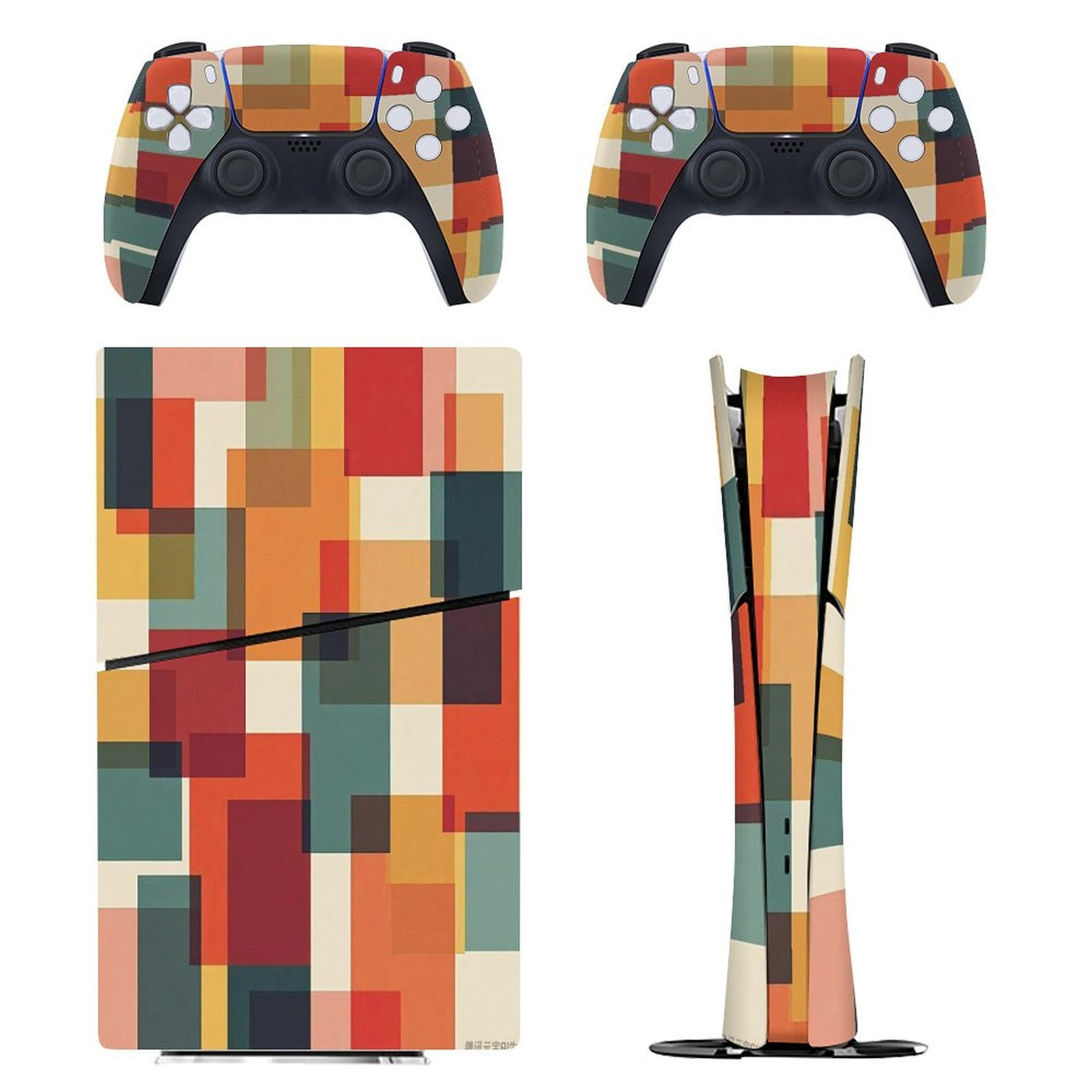 Geometric Modern Art Colorful Squares PS5/PS5 Slim Digital Disc Skin ...