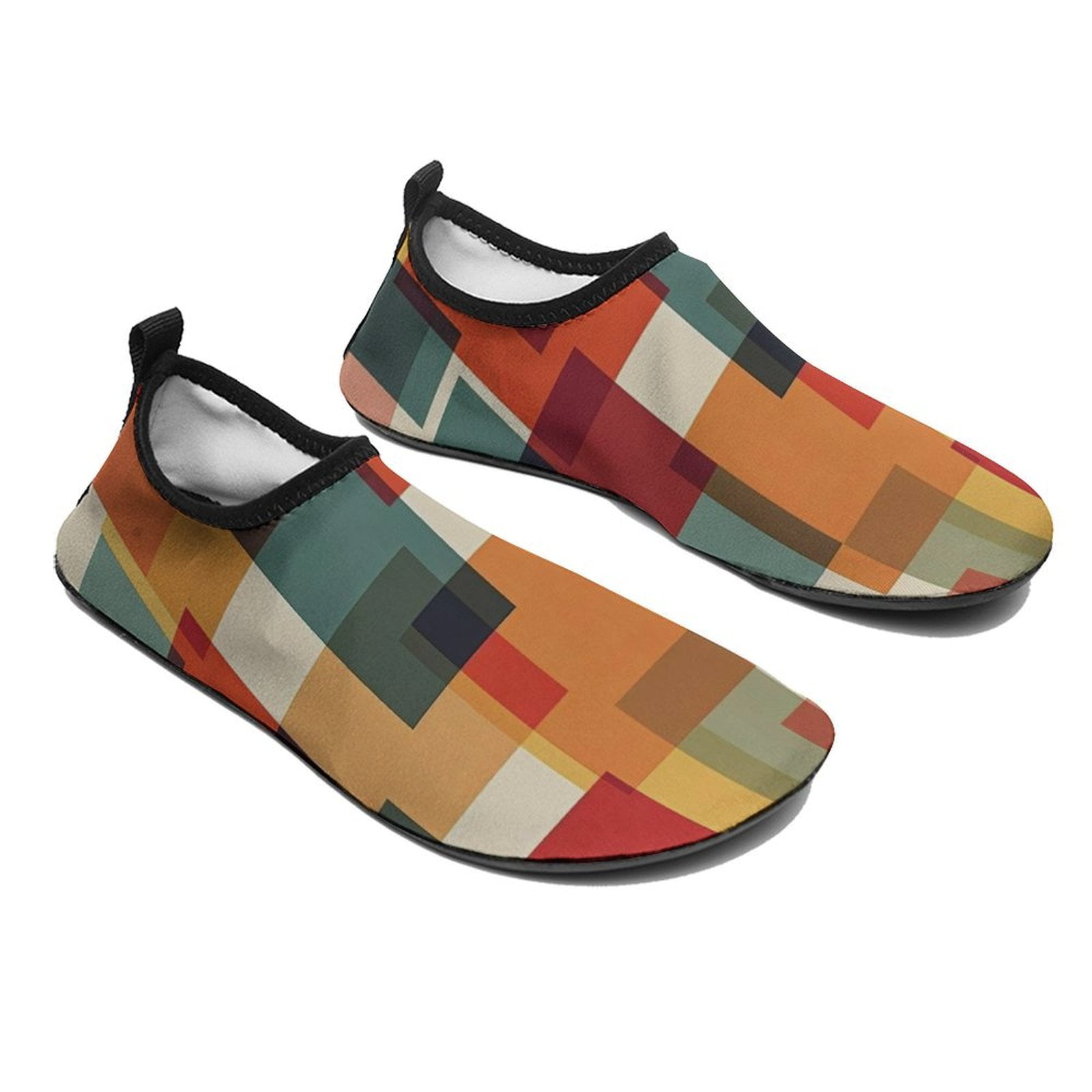 Geometric Modern Art Colorful Squares Water Shoes Beach Slip-on Shoes ...