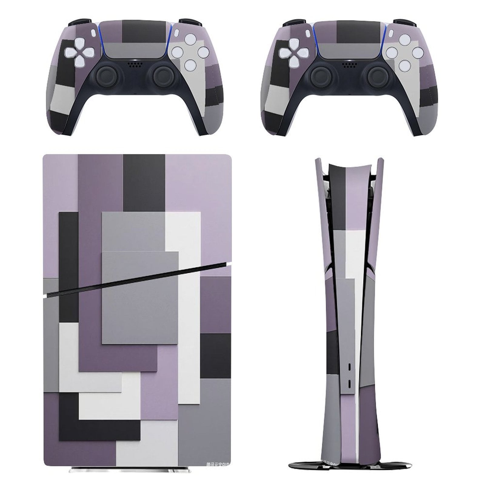 Geometric Modern Art Purple Gray Black PS5/PS5 Slim Digital Disc Skin ...