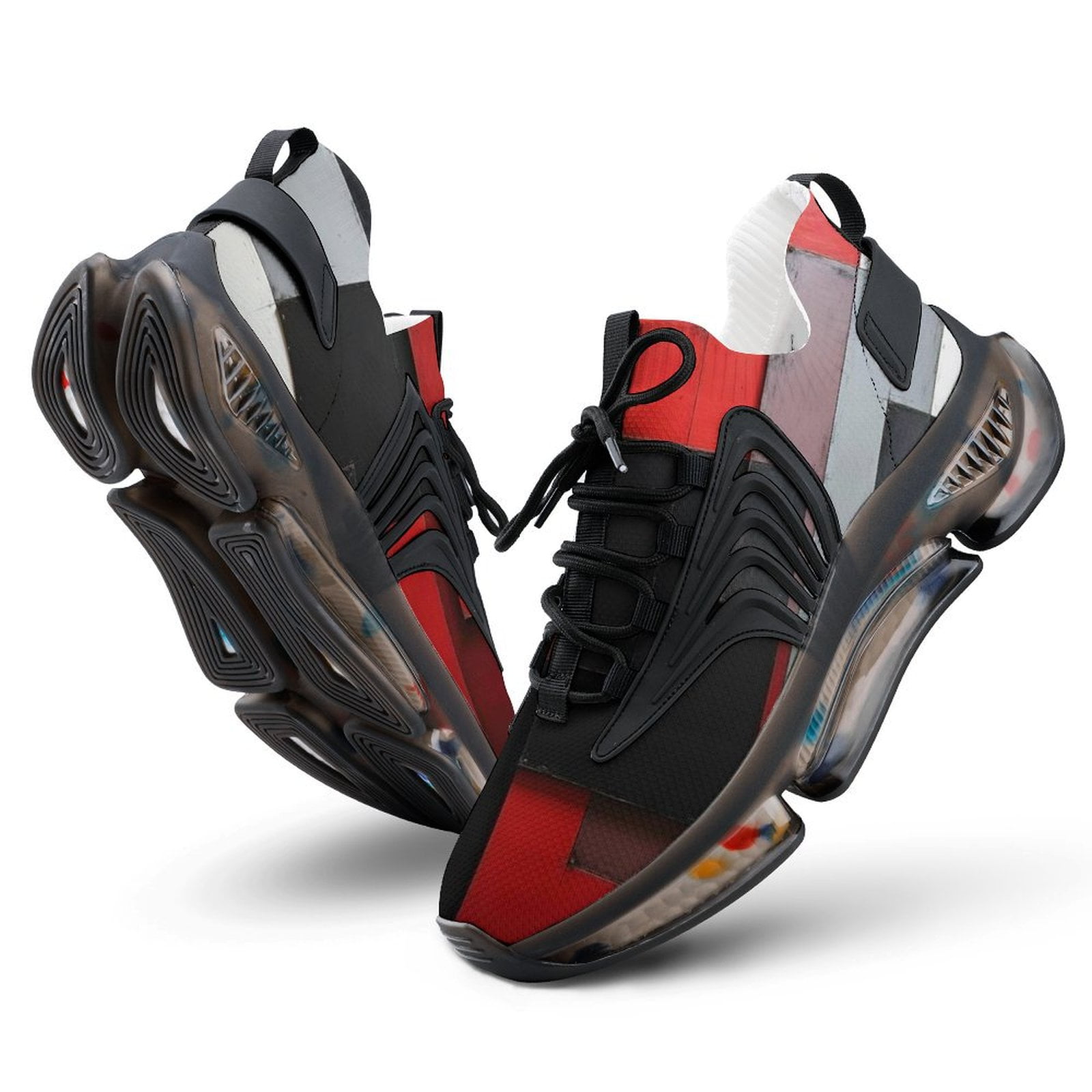 Geometric Modern Art Red Gray Black White Walking Shoes for Men Woman ...