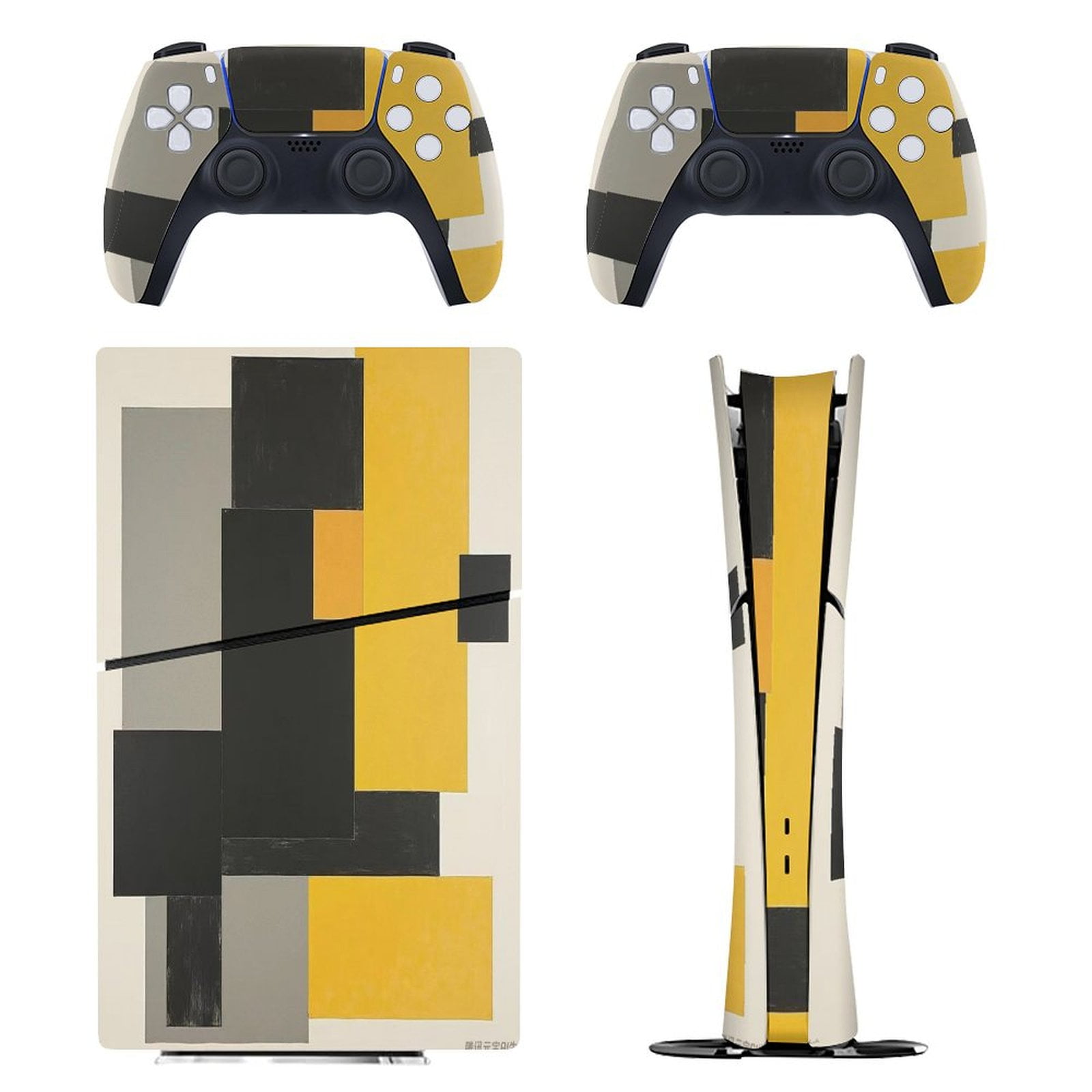 Geometric Modern Art Yellow Gray Black White PS5/PS5 Slim Digital Disc ...