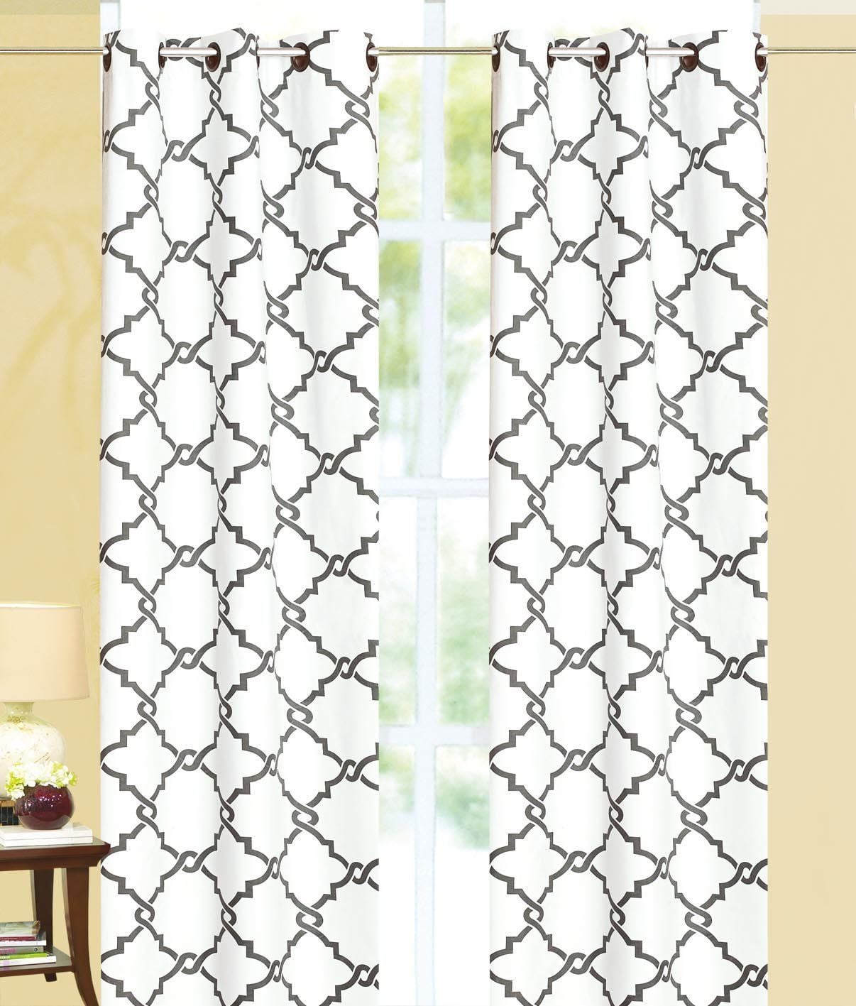 Geometric Modern Print Insulated 100% Thermal Blackout Window Grommet ...
