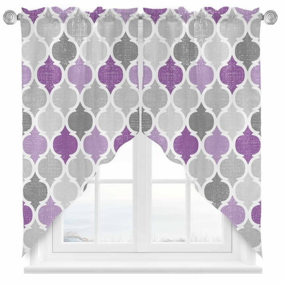 Geometric Morocco Swag Valances for Windows 2 Pack Quatrefoil Lattice ...
