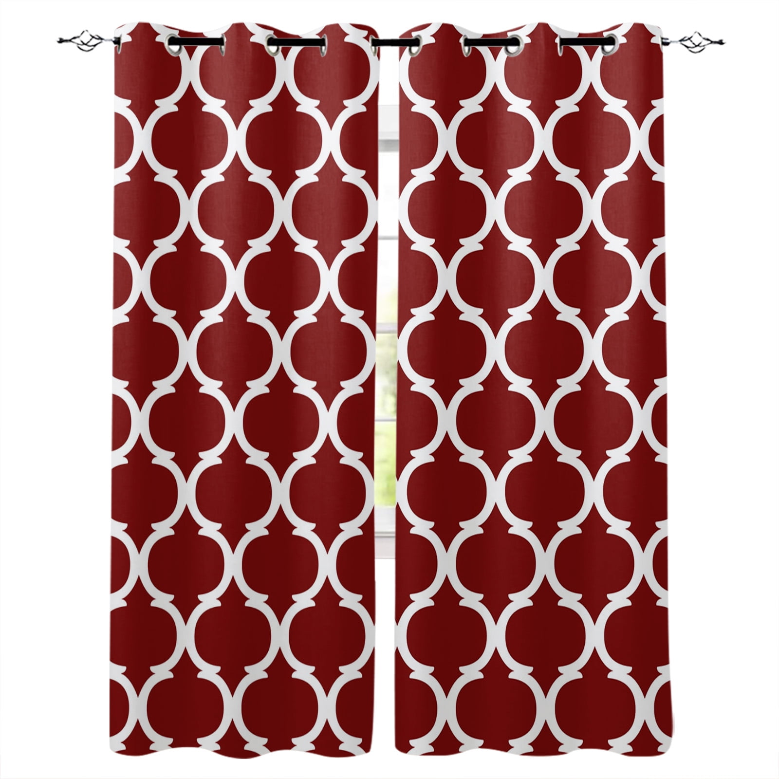 Geometric Morocco Wine Red Bedroom Curtains Modern Living Room Kitchen ...