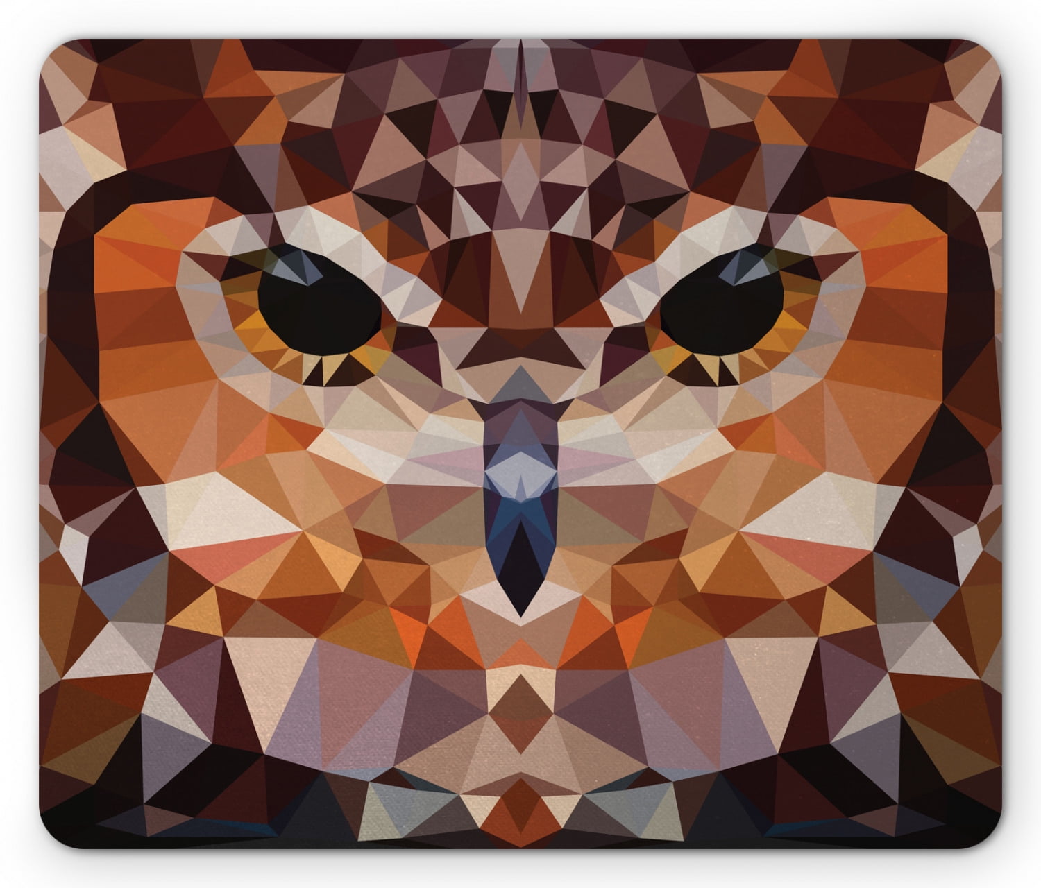 Geometric Mouse Pad, Mosaic Owl Head in Linked Triangle Forms Retro ...