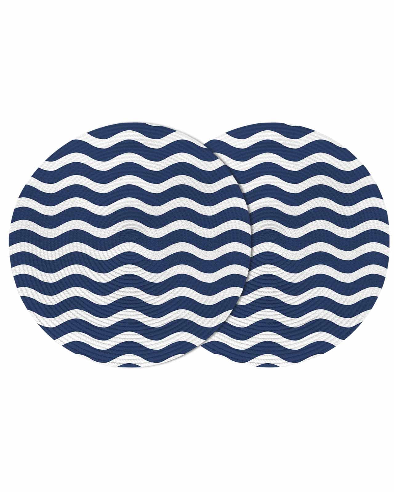 Geometric Nautical Striped Pattern Round Table Placemats set of 2, Navy ...