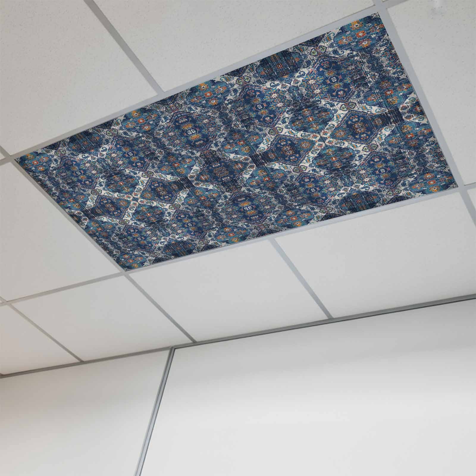 Geometric Navy Magnetic Fluorescent Light Covers for Ceiling Lights ...