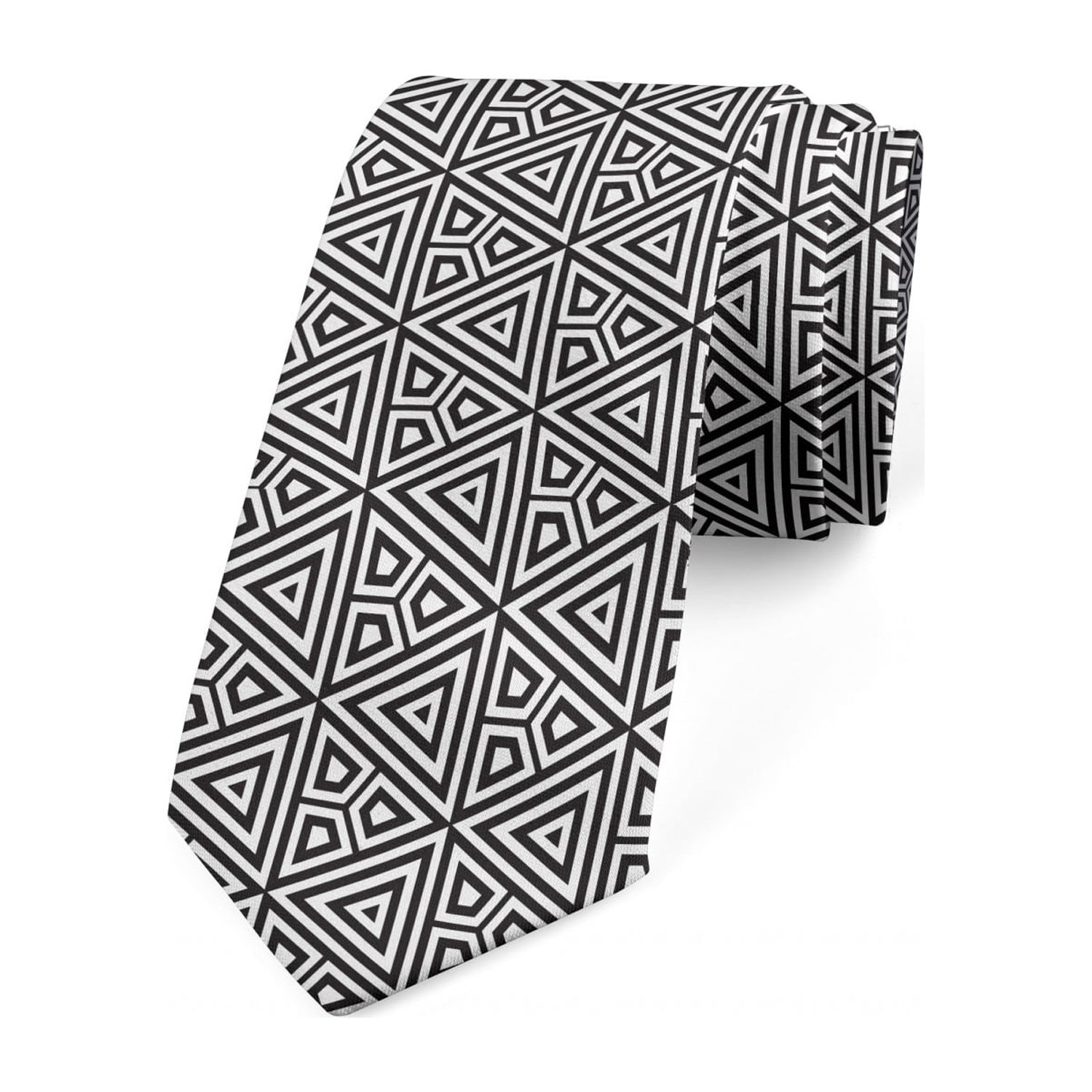 Geometric Necktie, Monochrome Triangle, Dress Tie, 3.7", Black White ...