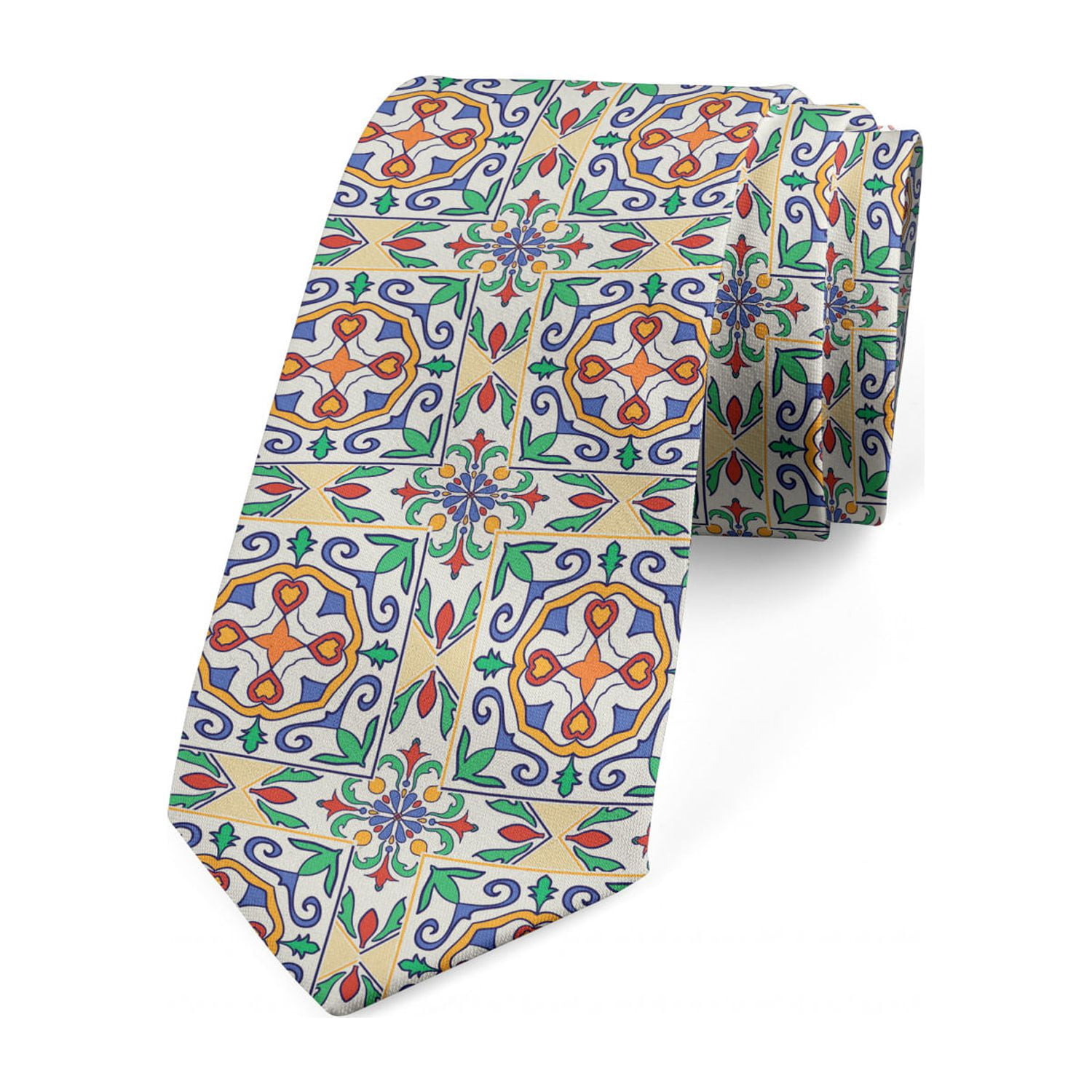 Geometric Necktie, Spanish Ornamental, Dress Tie, 3.7", Multicolor, by ...