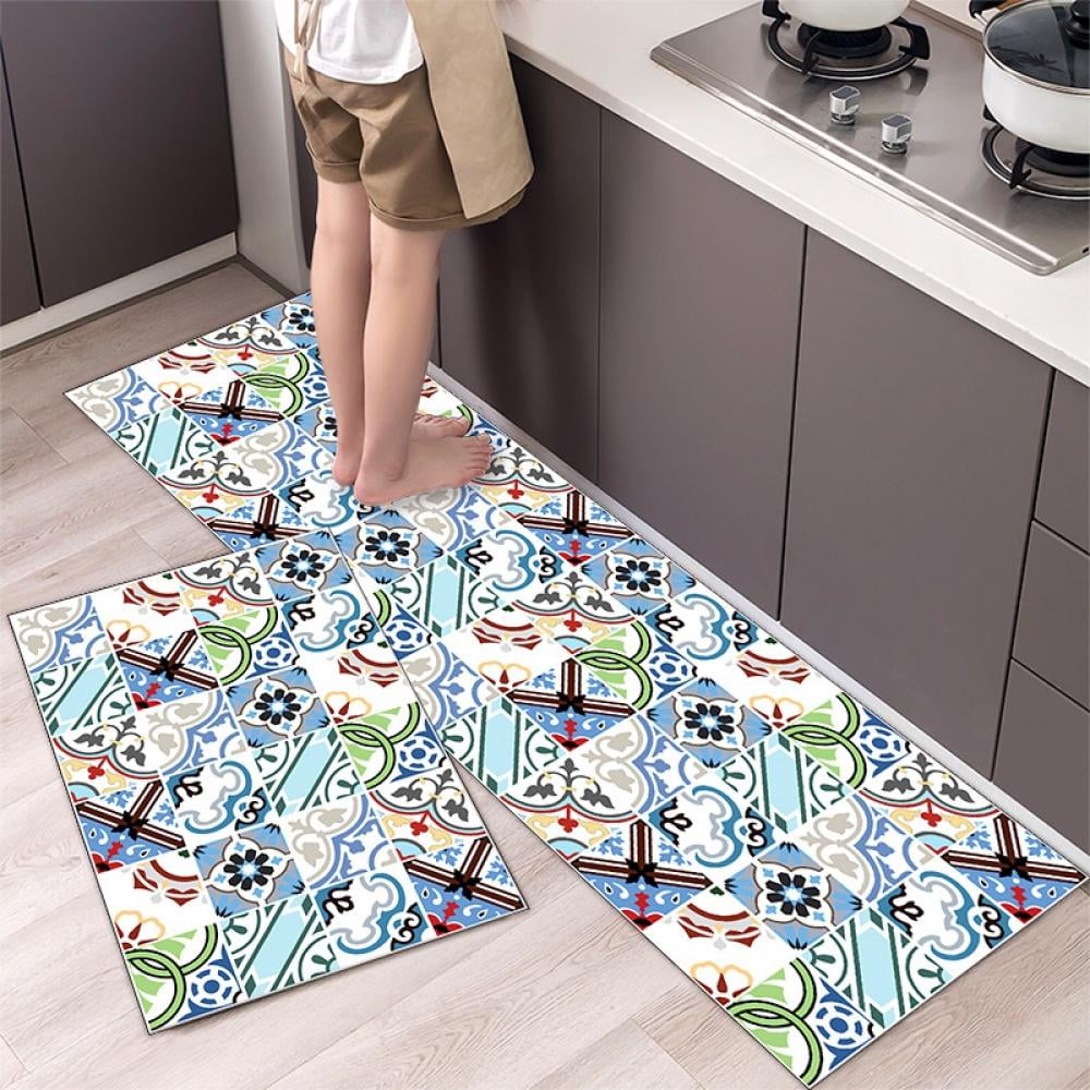 Geometric Non-Slip Floral Boho Runner Rug Ergonomic Throw Rug Feet Rugs ...
