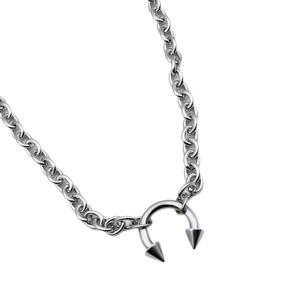 Geometric Nose Clip Collarbone Necklace Stainless Steel Adjustable Neck ...