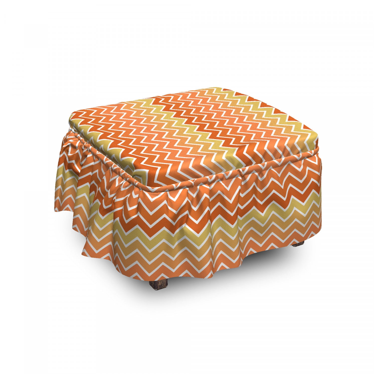 Geometric Ottoman Cover, Gradient Blended Chevron, 2 Piece Slipcover ...