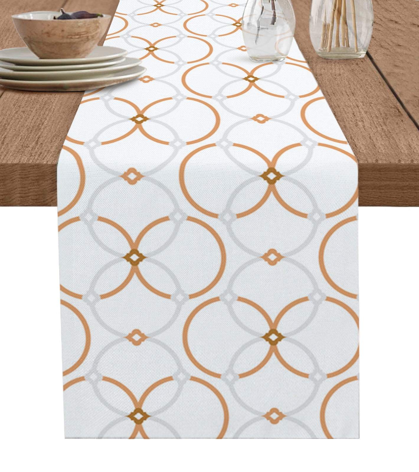 Geometric Paint Circles Blue Gray Table Runner Wedding r Table Runner ...