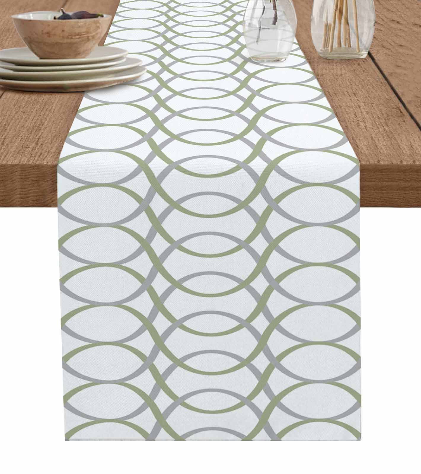 Geometric Paint Circles Blue Gray Table Runner Wedding r Table Runner ...
