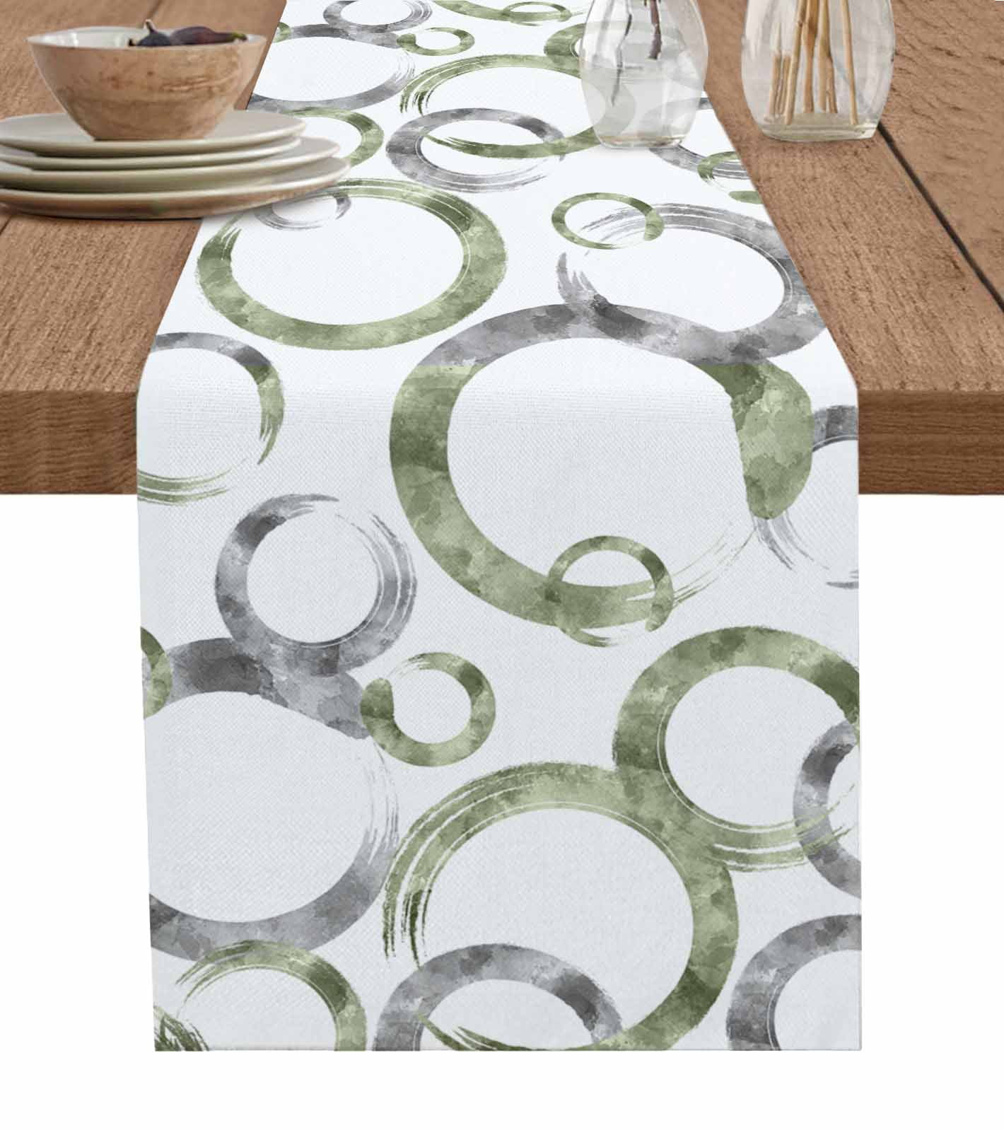 Geometric Paint Circles Blue Gray Table Runner Wedding r Table Runner ...