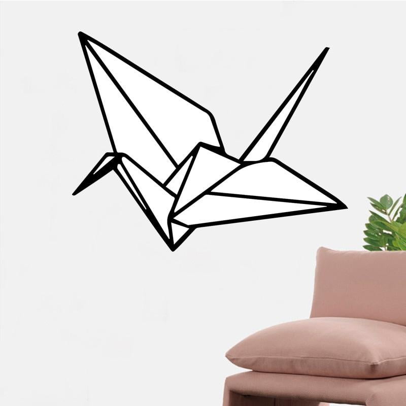 Geometric Paper Crane Wall Sticker Room Creative Easy Removable Wall ...